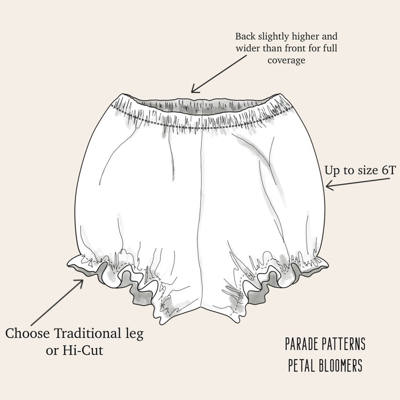 PETAL BLOOMERS SEWING Pattern Pdf | 11 Sizes | 2 Styles, Easy Bloomer ...
