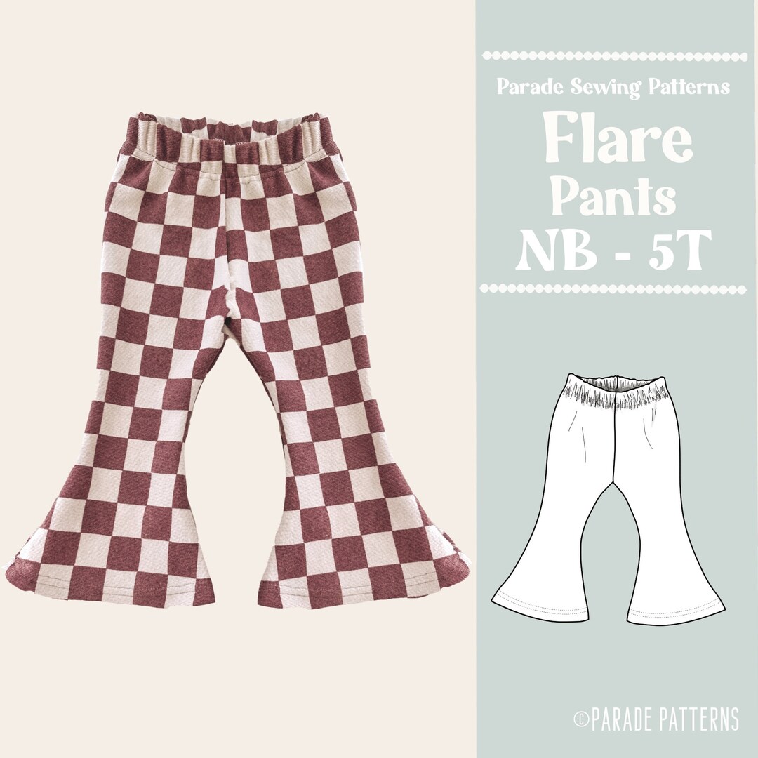 FLARE PANTS Pdf Sewing Pattern/a0 | Video Tutorial | Bell Bottom Pants ...