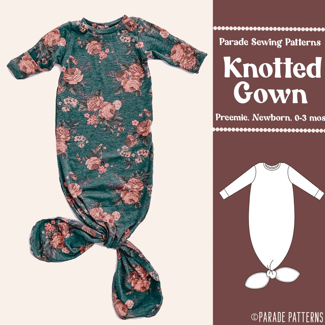 KNOTTED GOWN for BABY Sewing Pattern Pdf/a0 | Video Tutorial | Baby ...