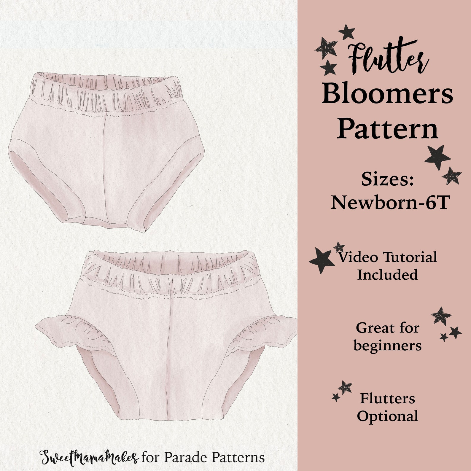 FLUTTER BLOOMERS SEWING Pattern Pdf 11 Sizes - Etsy