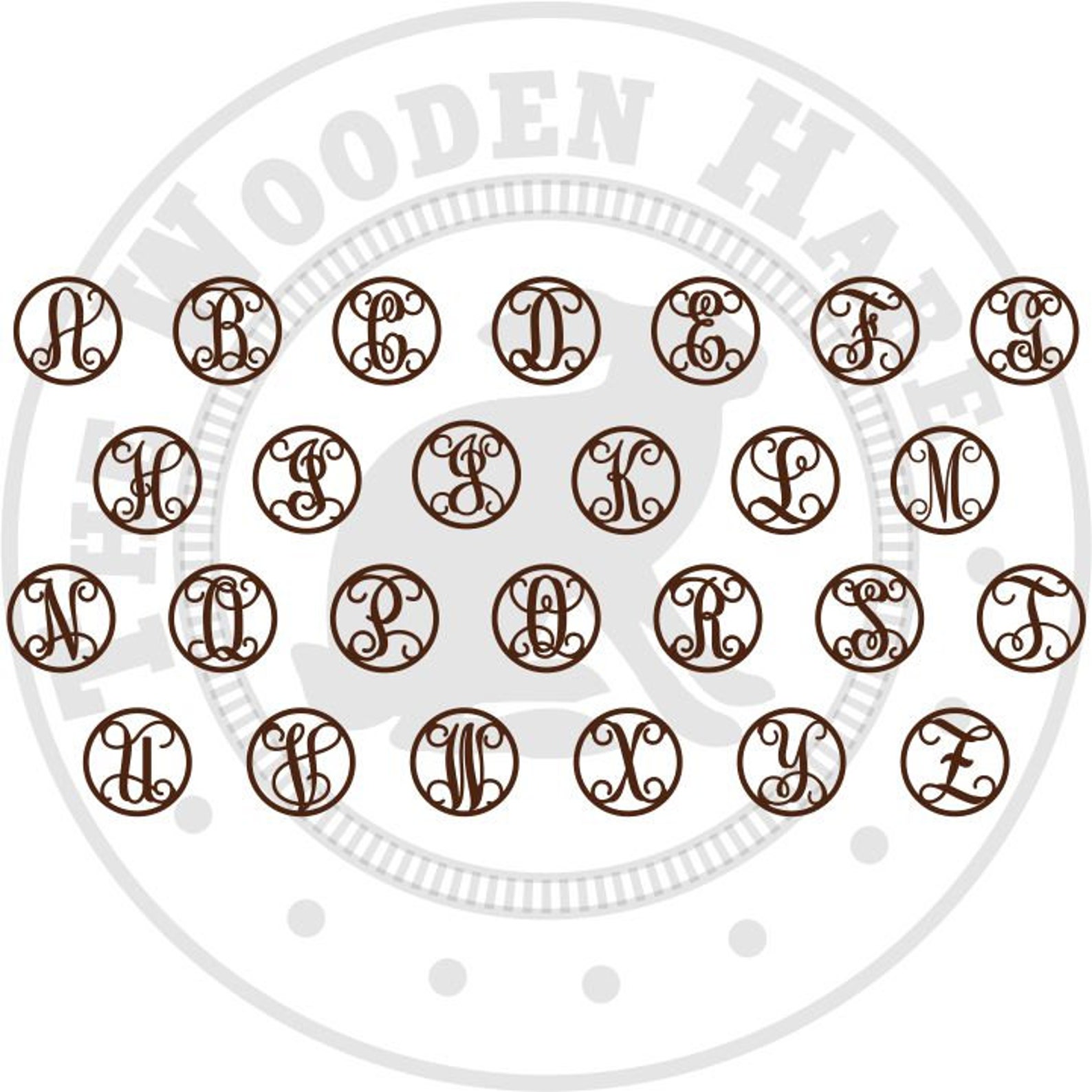 Circle Monogram Wood Letter Unfinished Various Sizes Wood - Etsy