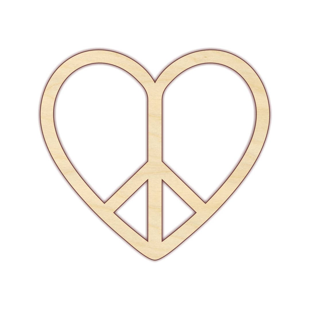 Peace Heart Wood Cutout - Unfinished Wood - 160430 - Etsy