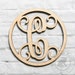 Circle Monogram Wood Letter - Unfinished, Various Sizes, Wood Initial ...