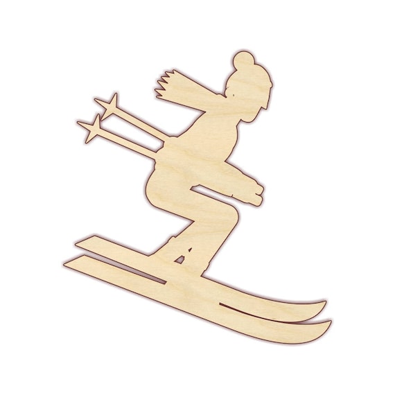 Skiing Wood Cutout Unfinished Wood 160337 | Etsy