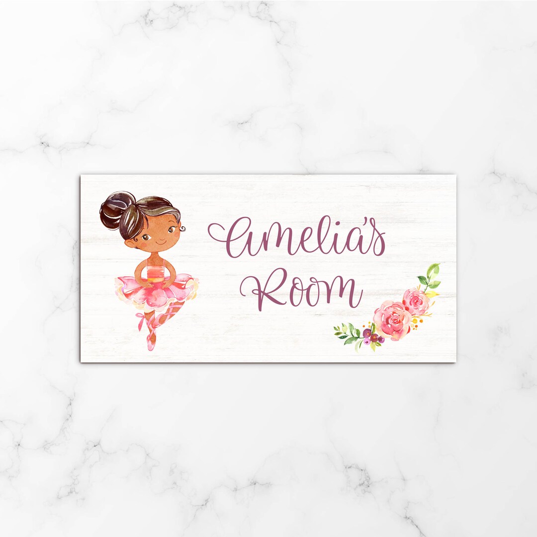 Ballet Kids Room Door Sign - Personalized Bedroom Name Sign Ballerina ...