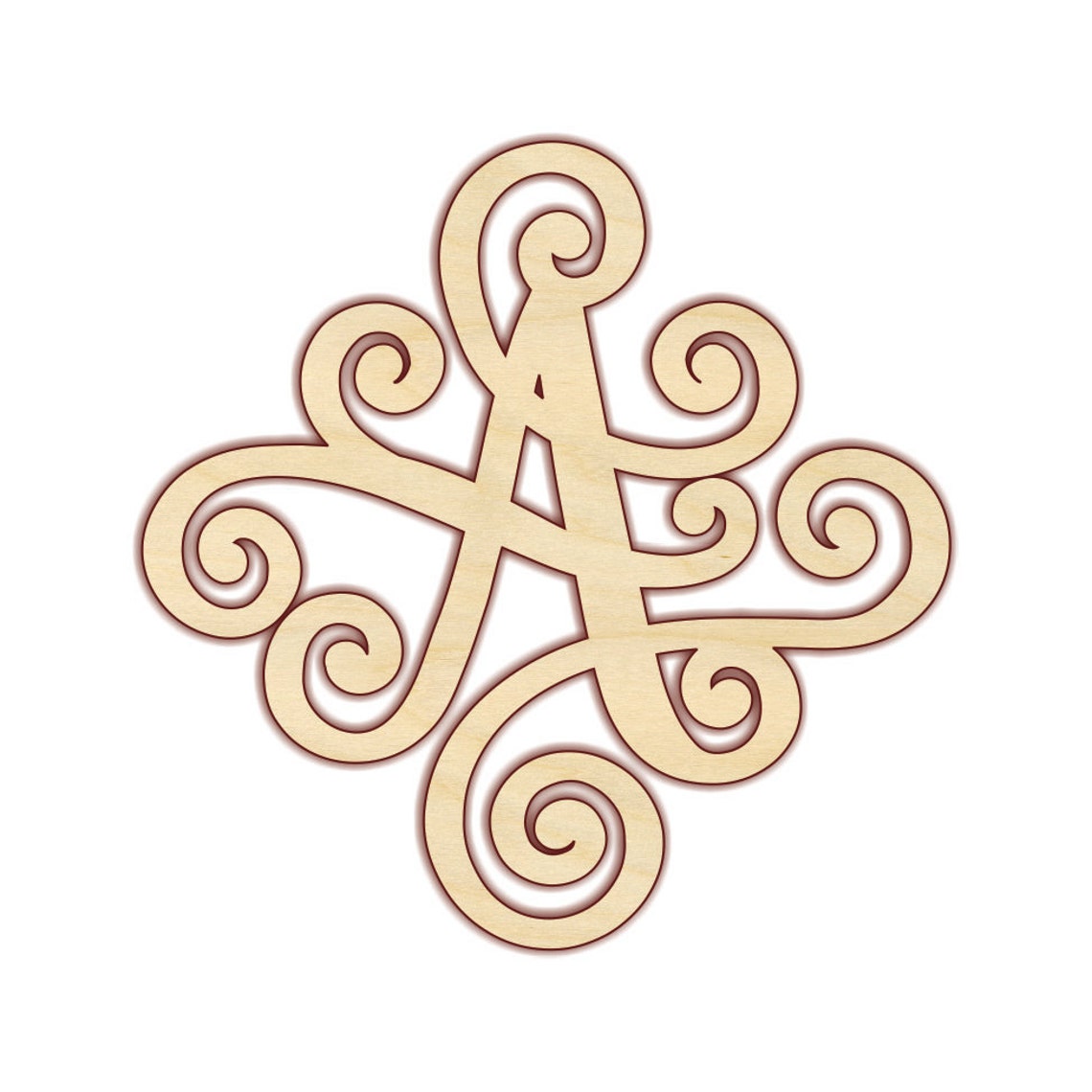 Fancy Scroll Initial Monogram Unfinished Initial Monogram | Etsy