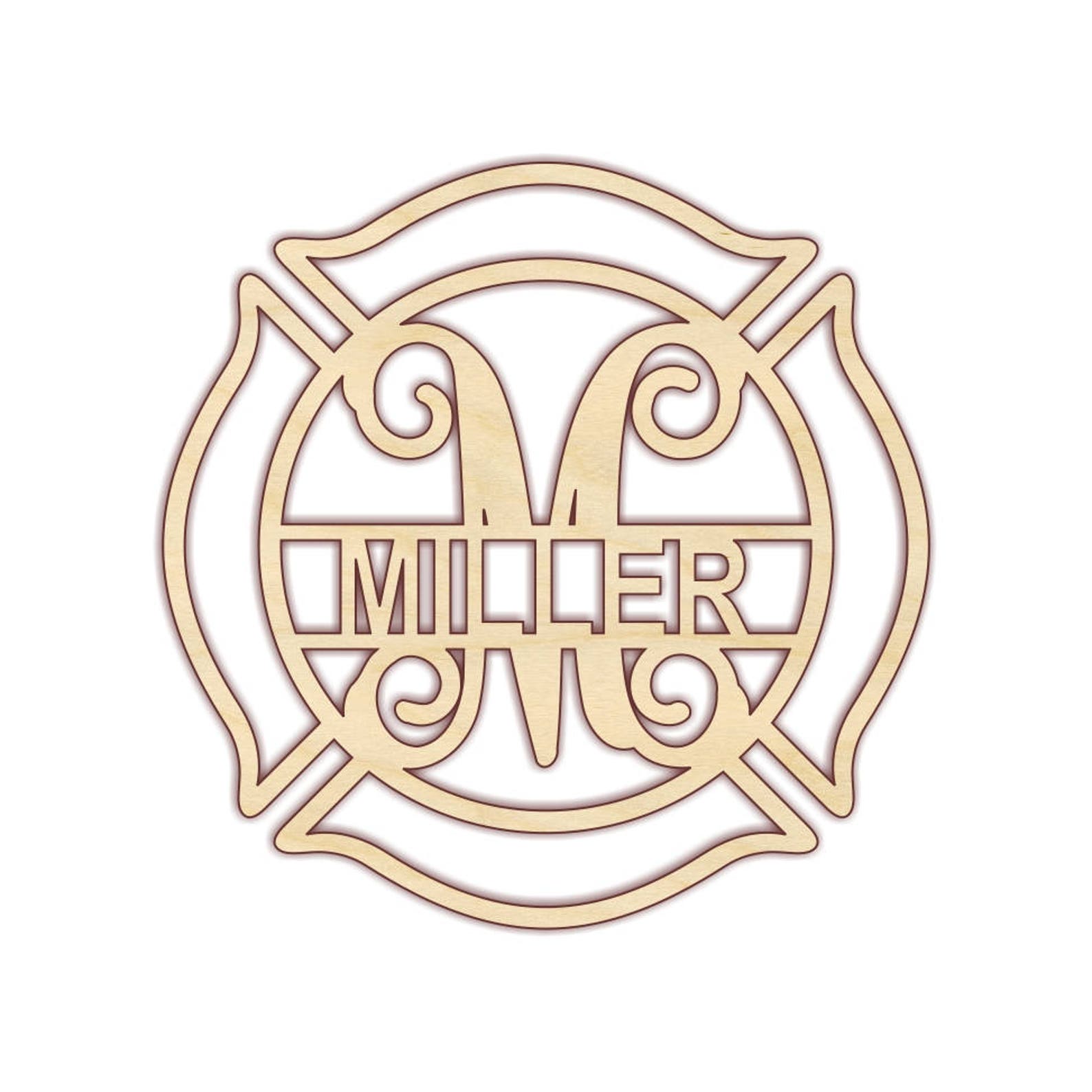 Maltese Cross Monogram Family Name Firefighter Door - Etsy