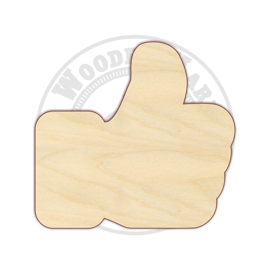Thumbs up - Like Icon Wood Cutout - Unfinished Wood - Various Sizes ...