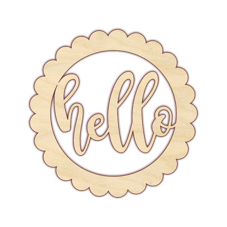 Hello Sign Laser Cut Wood Words Door Hanger Hello Sign | Etsy