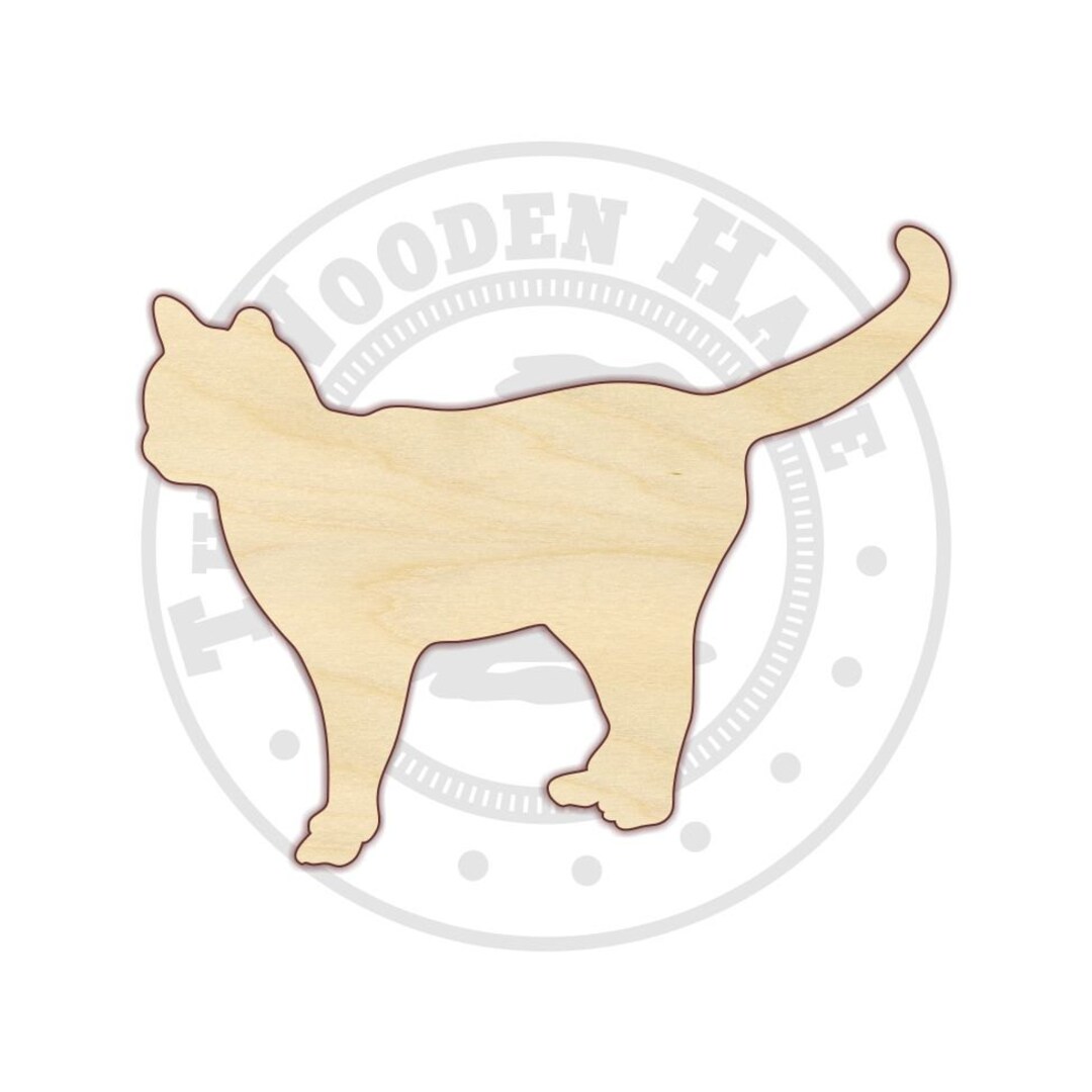 Cat Wood Cut Out - 160110 - Unfinished Wood, Various Sizes, Cutout Sign ...