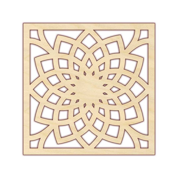 Geometric Square Design Unfinished Wood 170492 | Etsy