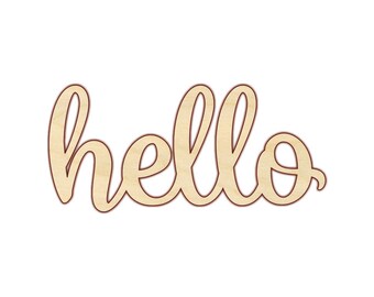 Hello Script Word Wood Sign, Wooden Words, Sign Art, Rustic Cursive ...