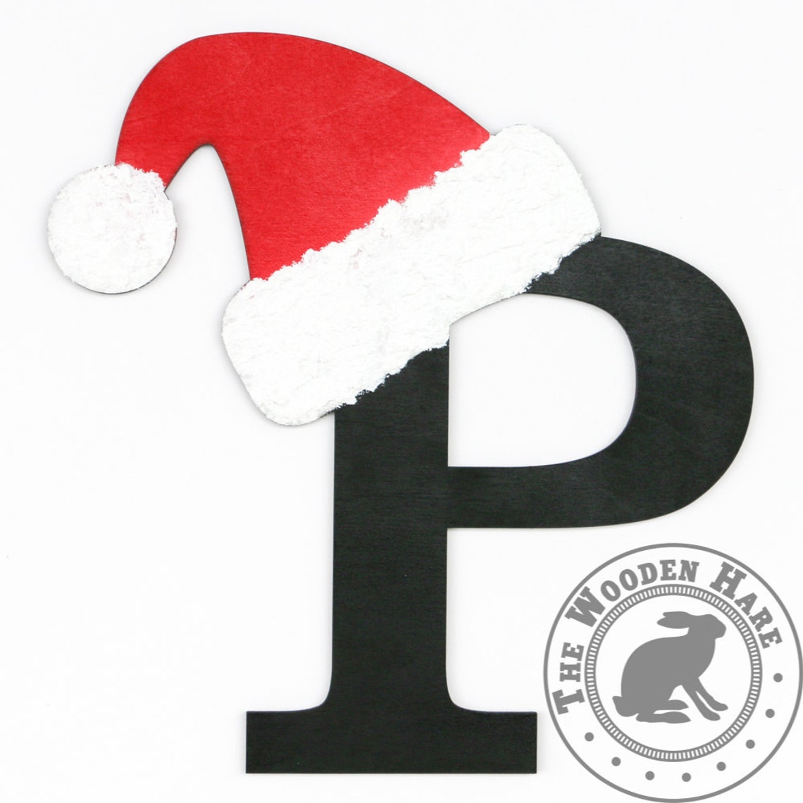 Monogram Wood Letter With Santa Hat 4 12 | Etsy