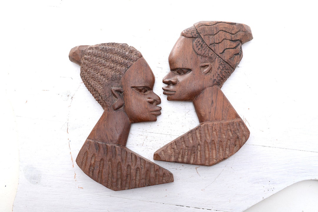 Pair of Wall Wooden African Sculptures - Etsy