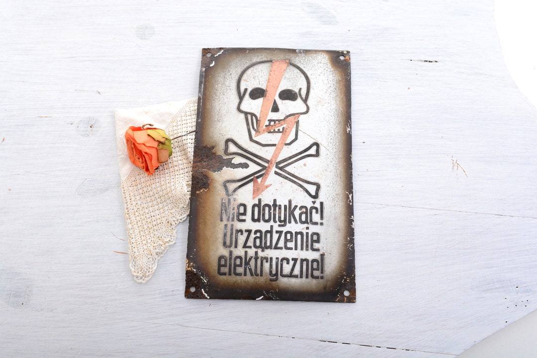 Vintage Polish Danger of Death Sign, Skull Sign - Etsy UK