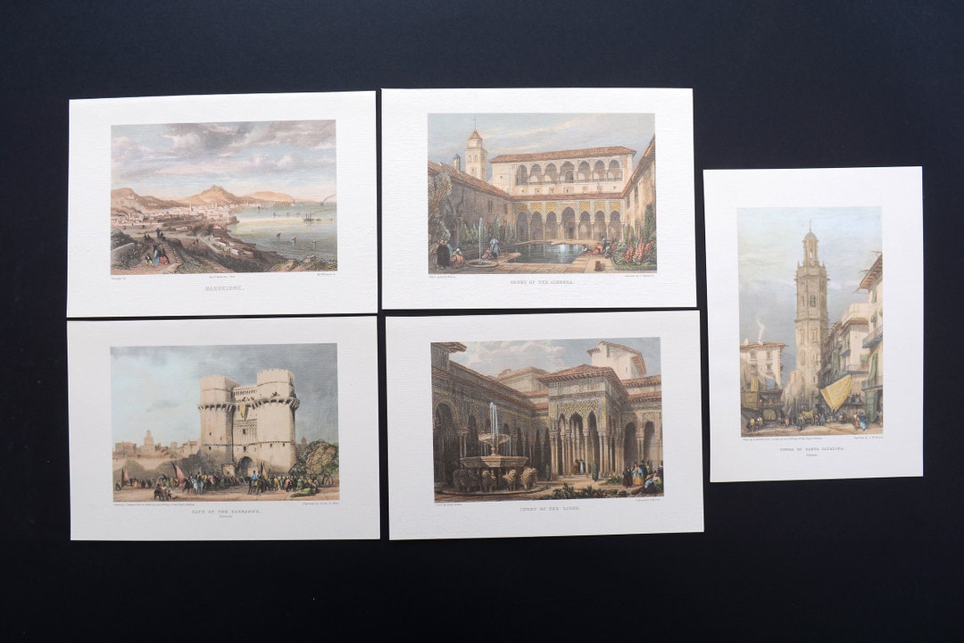 Vintage Lithographs of Old Engravings by David Roberts, Spanish ...