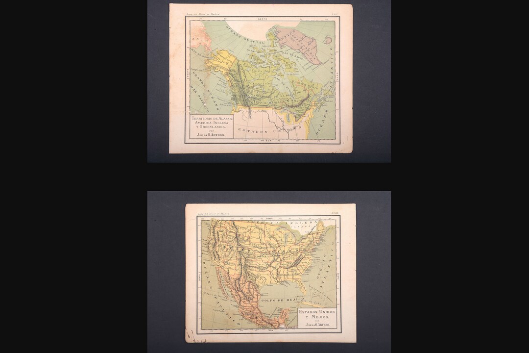 1900 Antique Map Set of 4, Atlas Map Lithographs - Etsy