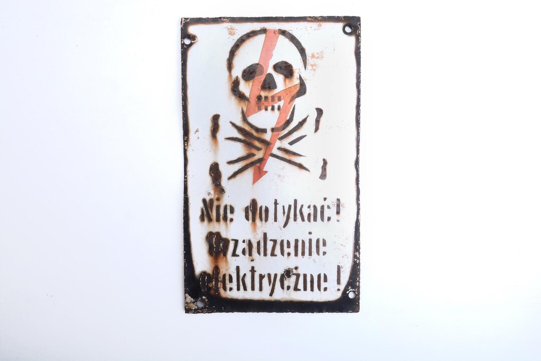 Vintage Polish Danger of Death Sign, Skull Sign - Etsy