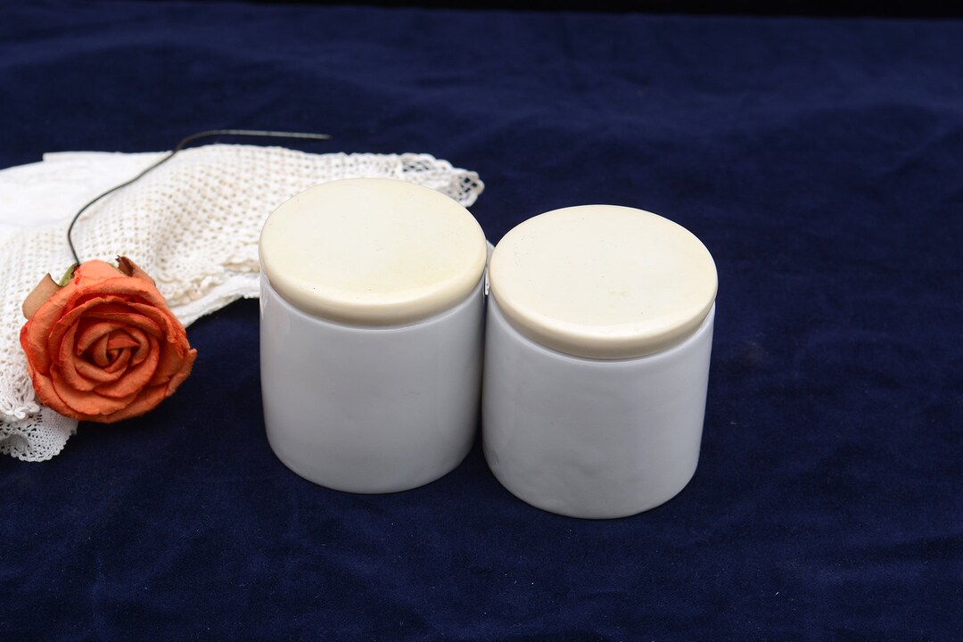 Vintage White China Bone Apothecary Jar With Plastic Lid - Etsy