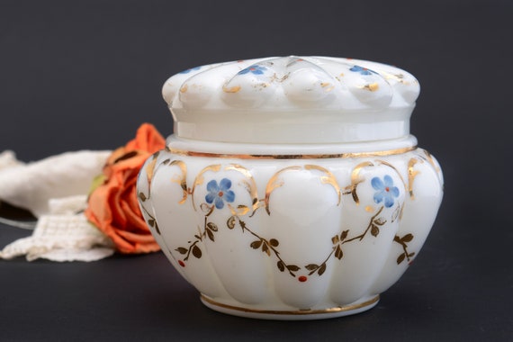 Antique Hand Painted Opaline Sugar Bowl - Etsy