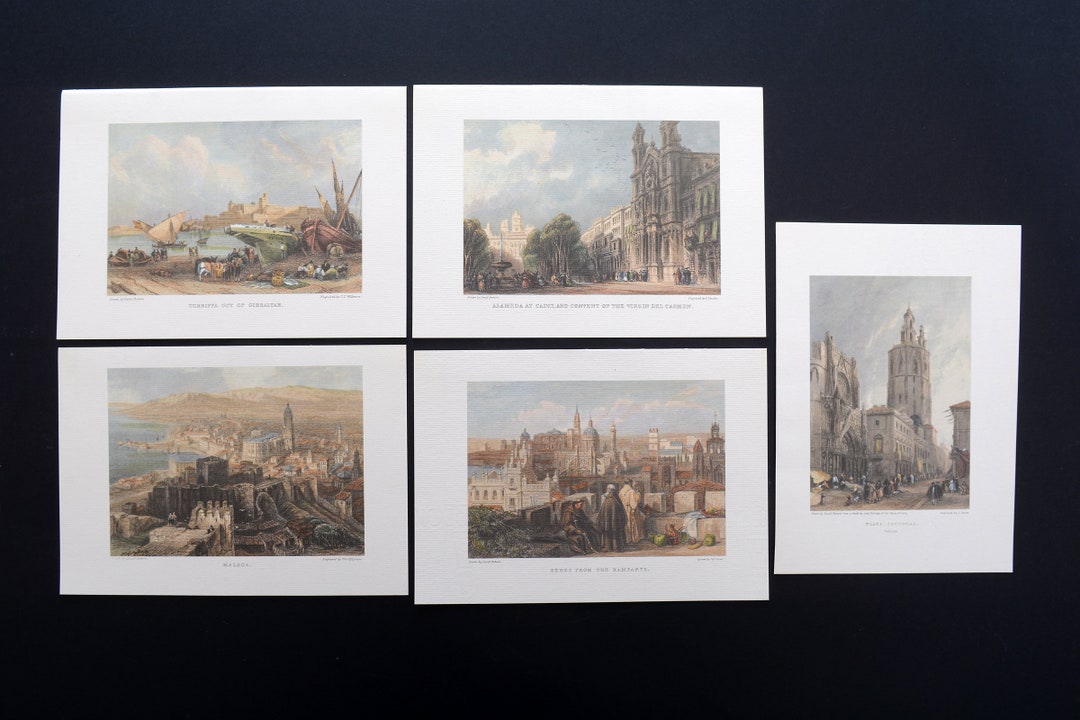 Vintage Lithographs of Old Engravings by David Roberts, Spanish ...