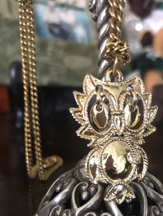 1960s Owl Pendant on 15 Inch Chain - Gem