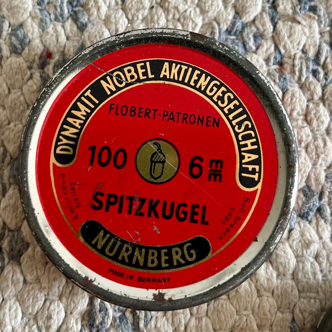 Vintage Nurnberg Germany Tin Empty Dynamit Nobel Flobert-patronen + 2 ...