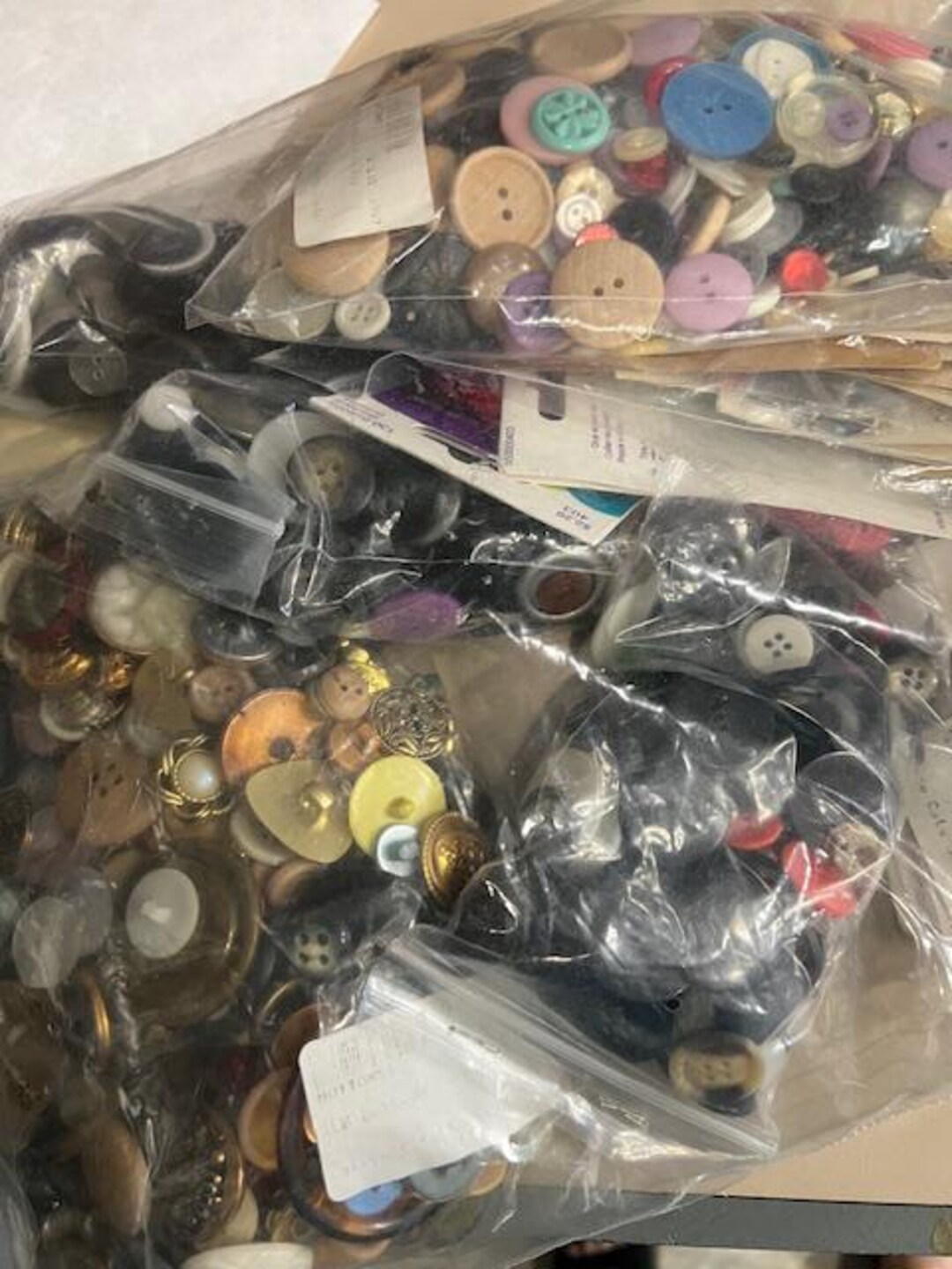 6 POUNDS of Buttons...variety, Some on Cards, Some in Packages, Every ...