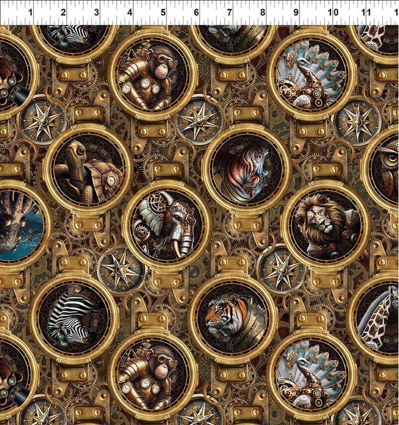 Steampunk Menagerie Quilt KIT by in the Beginning Fabrics 89-1/2"x107-1 ...