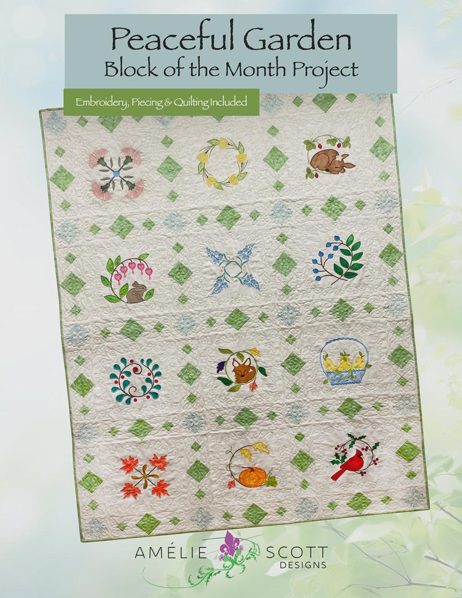 Peaceful Garden Embroidered Quilt Pattern With Designs! - Etsy