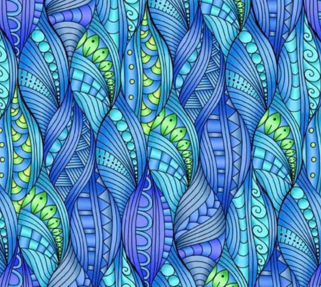 1649-29523-B, Seashell Mystique - Blue Geo Twist, 454"/45" Wide, Sold ...