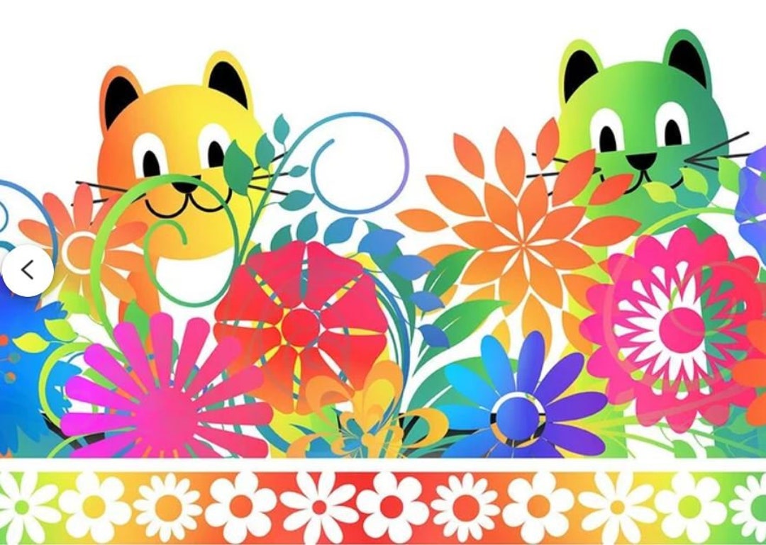 1PAW-2, Pawsitivity - White Border Print, 44"/45" Wide, Sold by the 1/2 ...