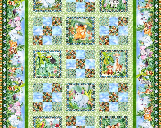 JF-PATT, Jungle Friends Quilt Pattern, Finished Size Approx. 65-1/2 X ...