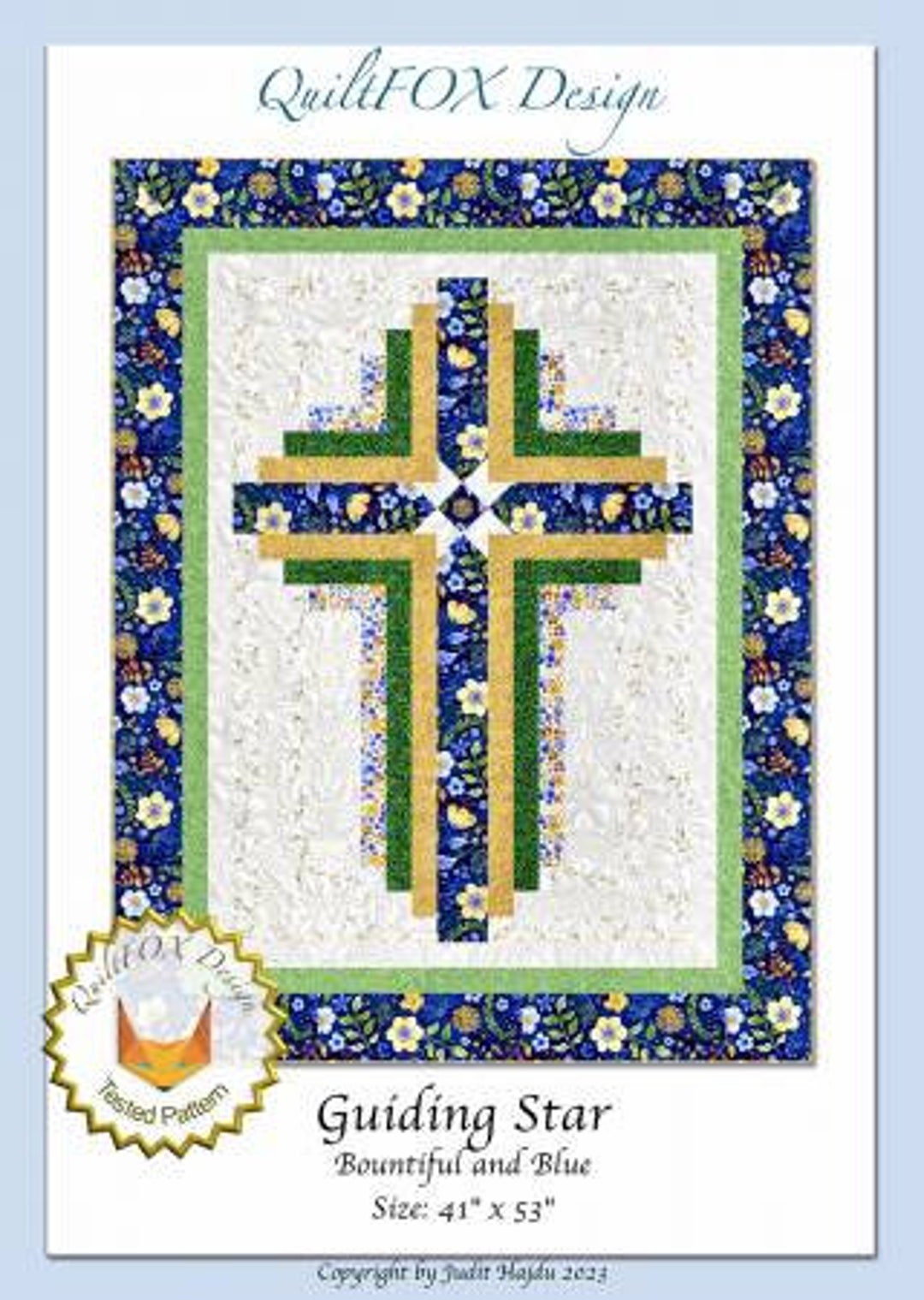 QFOX-287, Guiding Star - Bountiful and Blue, Quilt Pattern, Finished ...