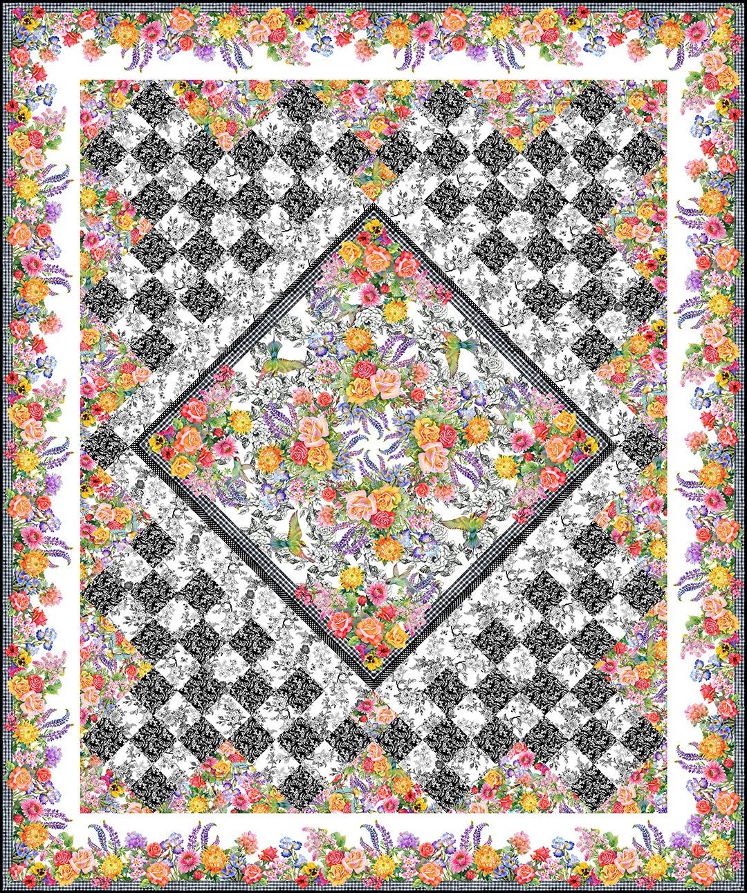 Decoupage Panel Quilt KIT, Includes Pattern and Fabrics for Top and ...
