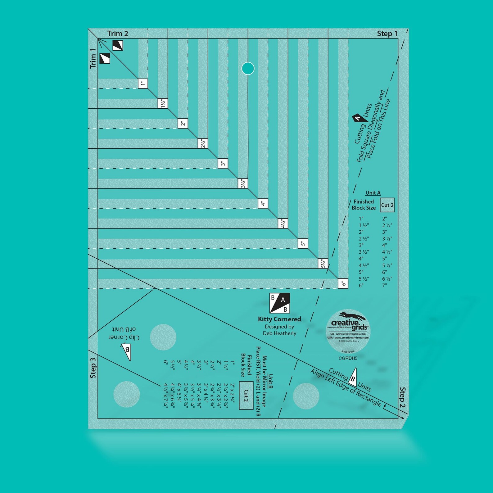 Creative Grids Non-slip Kitty Cornered Ruler CGRDH5 - Etsy