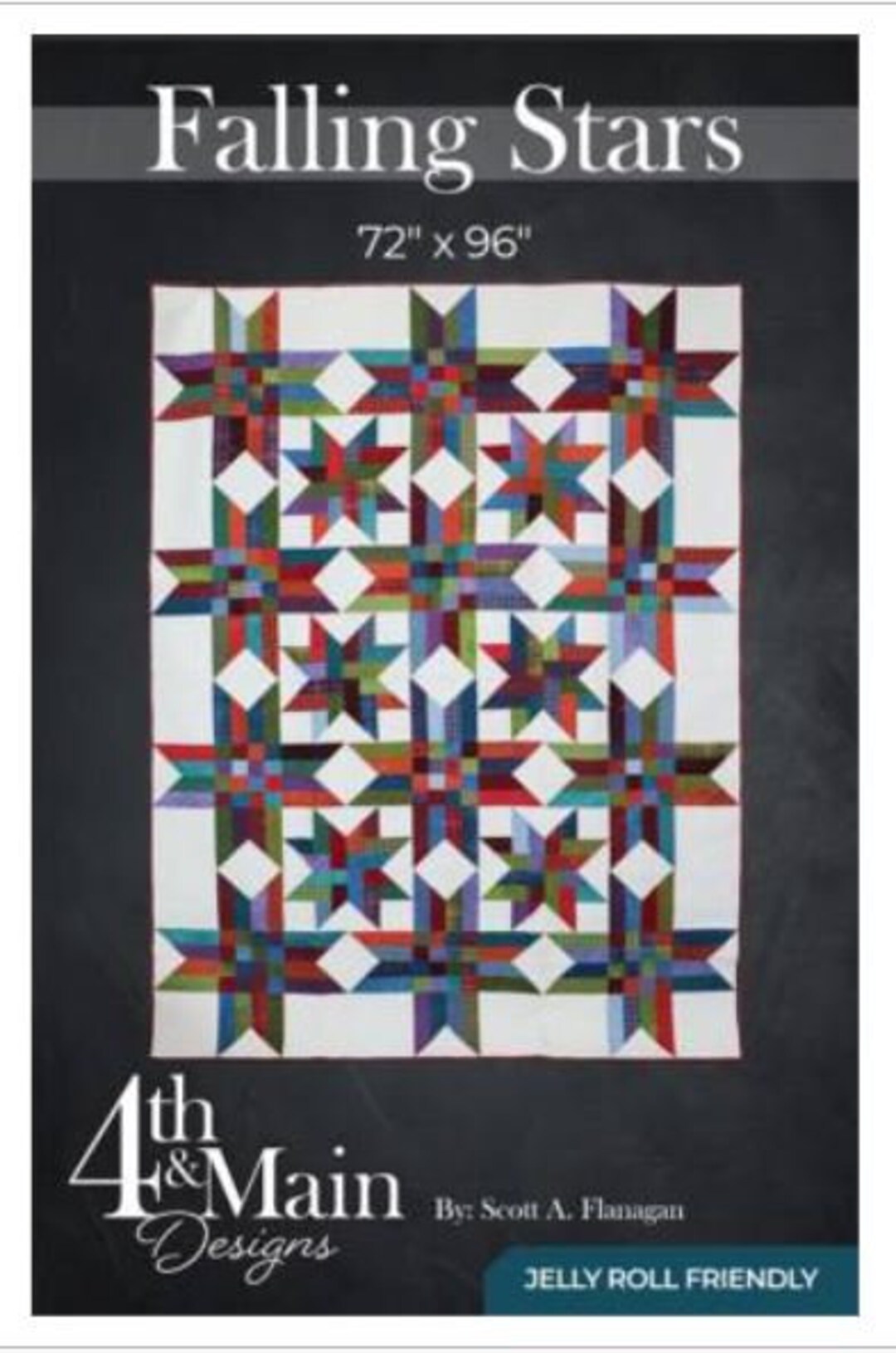 4MD-018, Falling Stars, Quilt Pattern, Finished Size Approx.: 72 X 96 ...