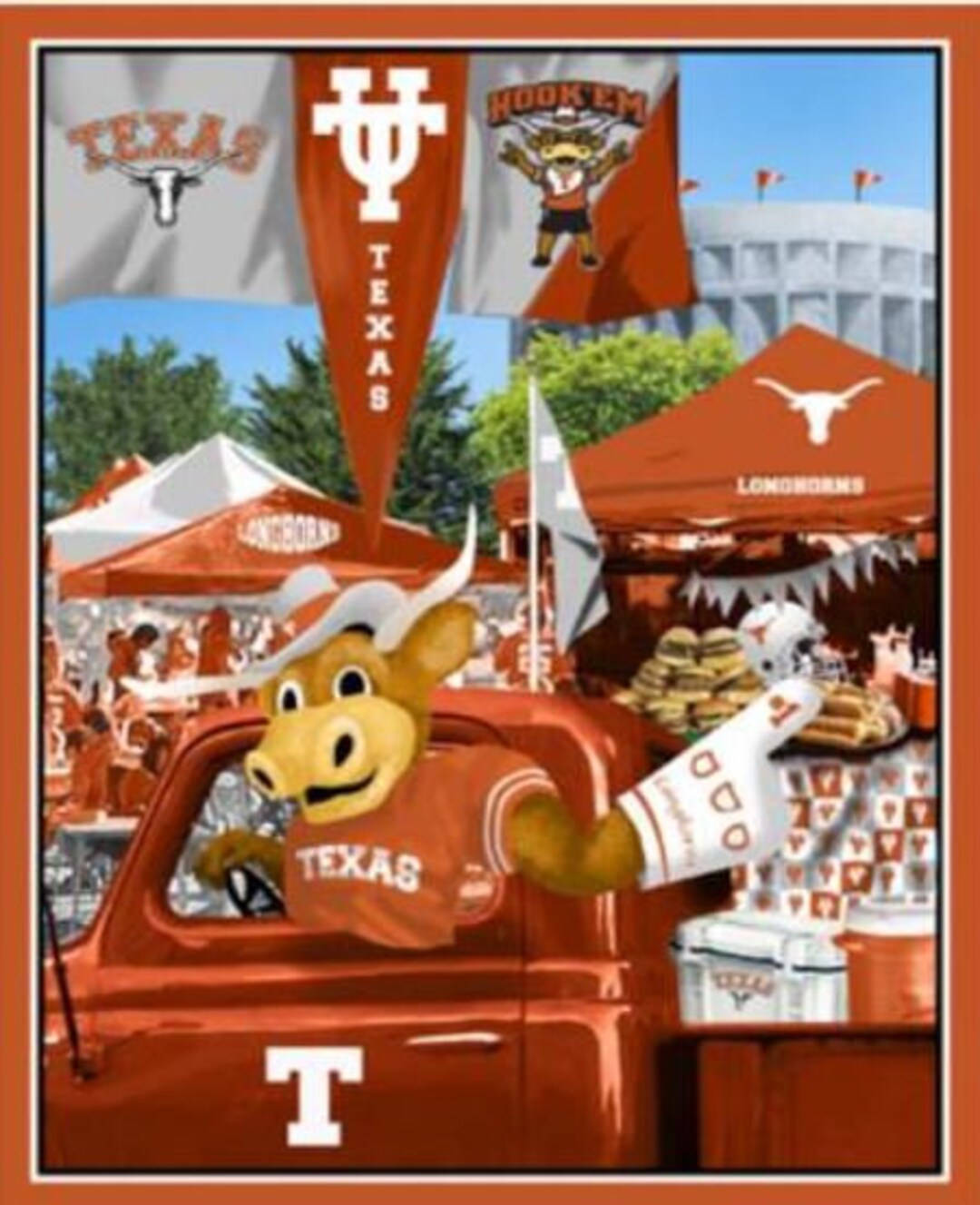 TX-1157, NCAA Texas Cotton - Tailgate Panel, Finished Size Approx. 36 ...