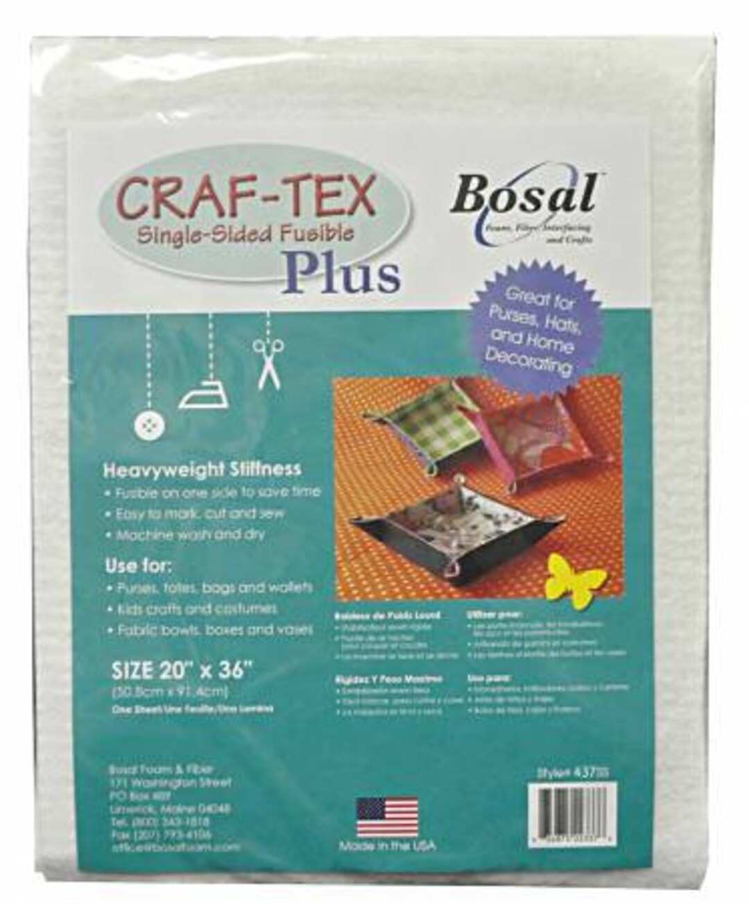 437FB-SS, Single-sided Fusible Plus, Non-woven, 20" X 36", From Bosal ...