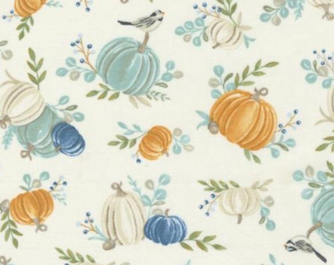56060-11, Harvest Wishes (whitewashed), Pumpkins All Over, by Moda, 44/45" Wide, Sold by the 1/2 ...