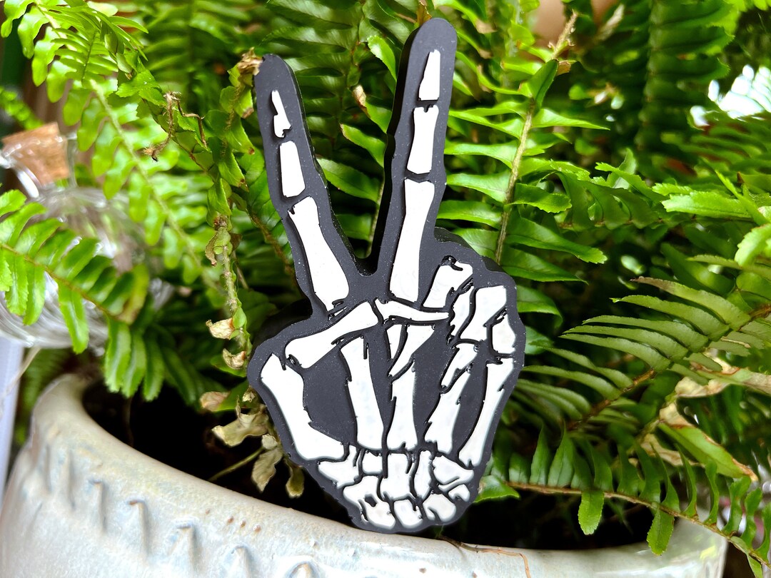Skeleton Peace Sign Plant Sitter / Decoration - Etsy