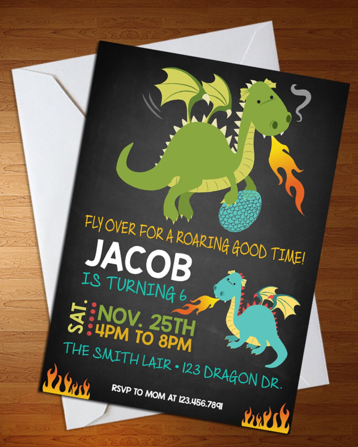 Dragon Invitation Dragon Birthday Dragon Party Invite | Etsy