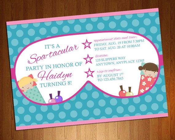 Spa Party Invite Slumber Party Invite Sleepover Invite - Etsy
