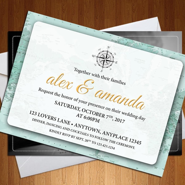 Compass Invitation - Etsy