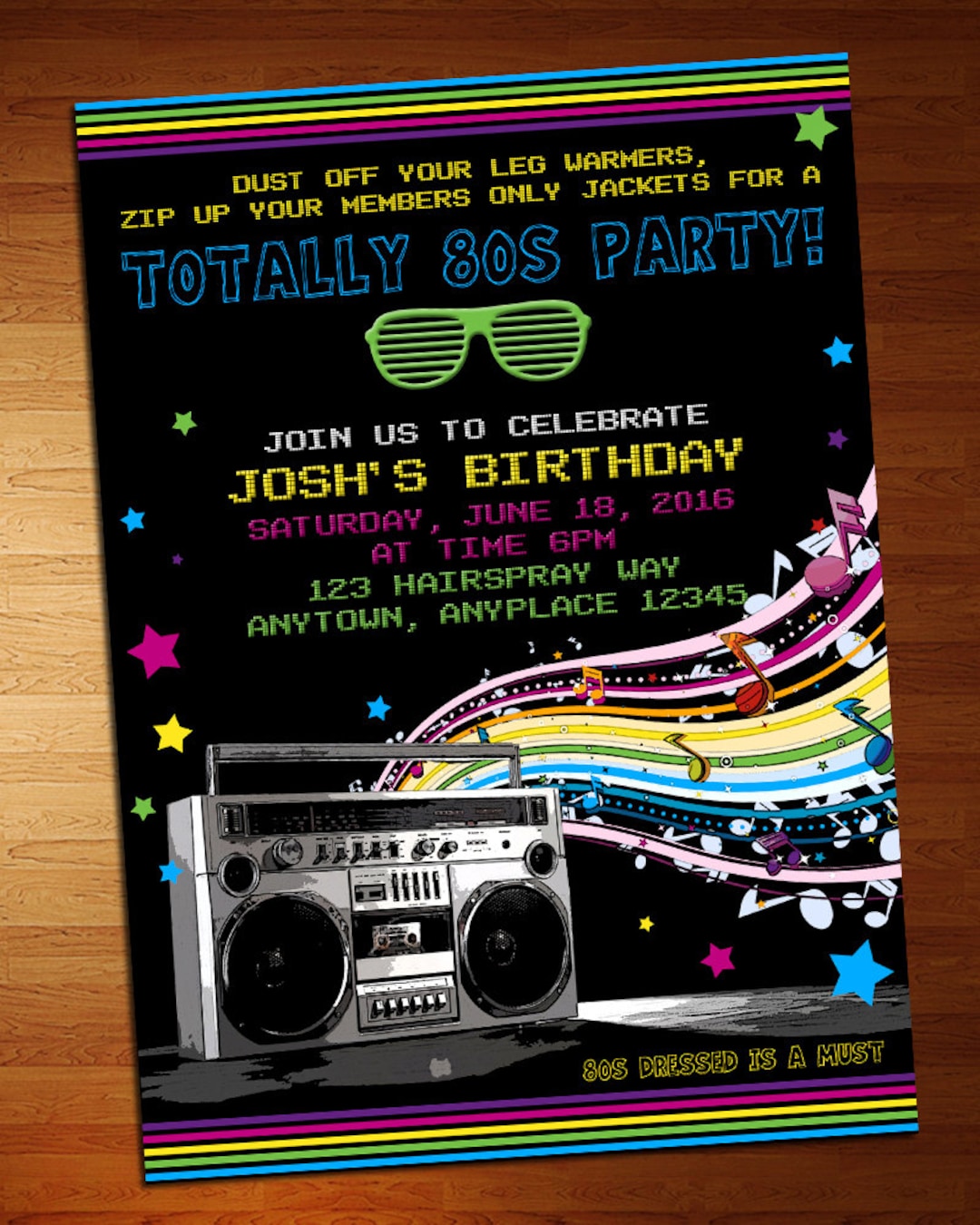 80's Party Invitation - 80s Party - Retro Invite - Birthday Party ...