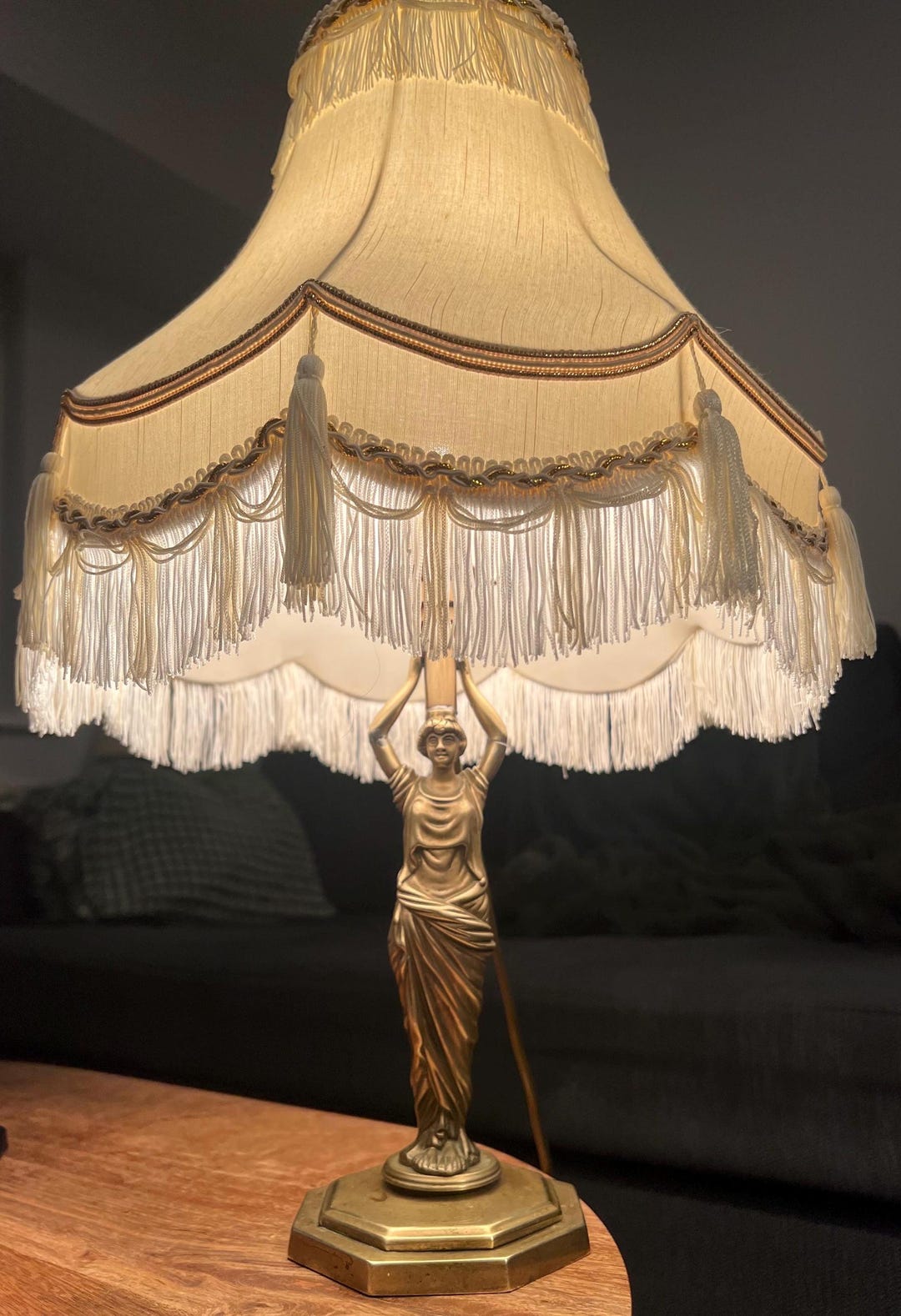 Antique Brass Statue Greek Goddess. Table Lamp Original, Unique Wired ...