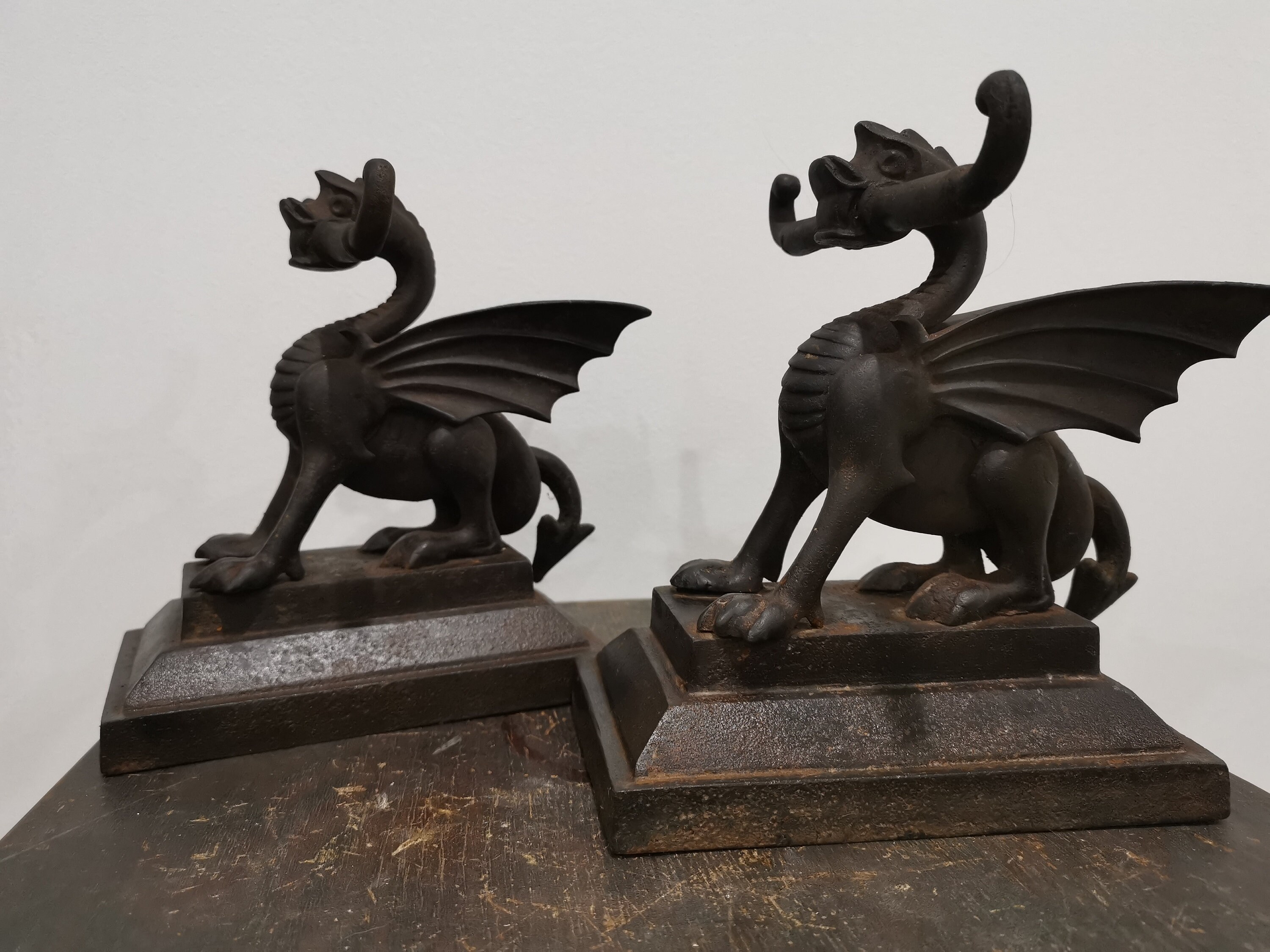 19 Th Century Antique Original Dragon Fire Dogs for Fireplace, Nice ...