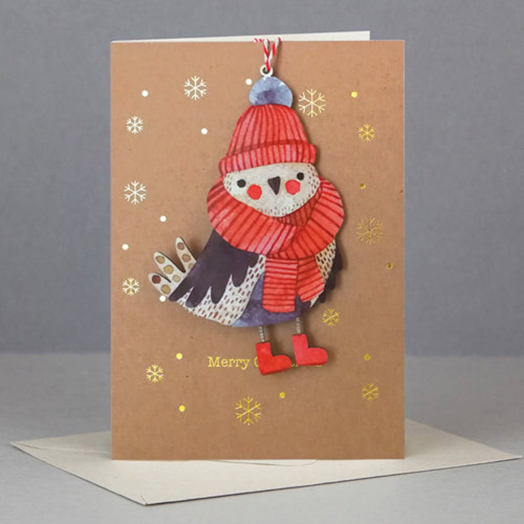 Red Robin Christmas Card Decoration - Etsy UK