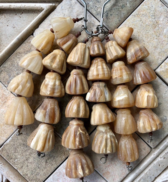 Honey Colored Onyx Carved Fluted Cone Shaped Beads | Etsy