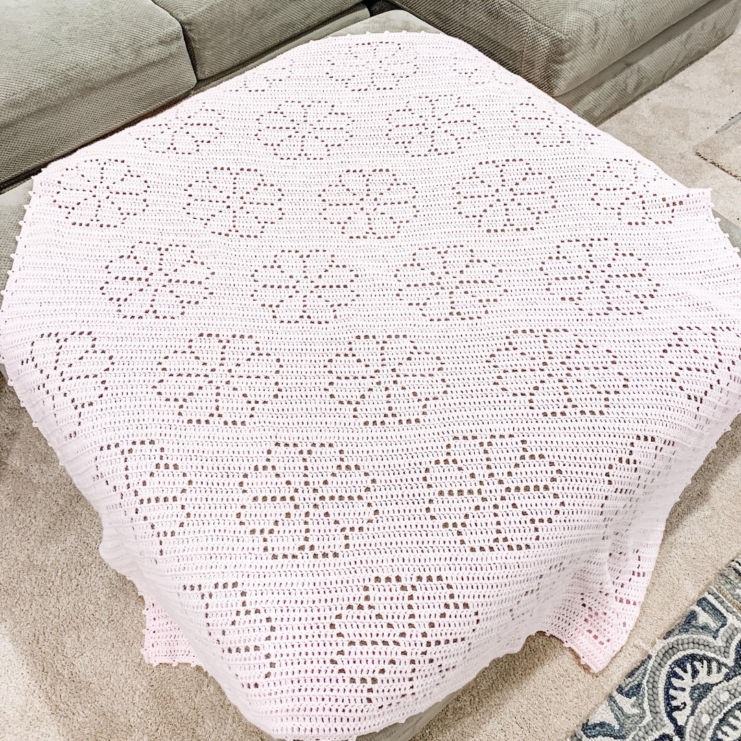 Floral Crochet Blanket Pattern | Filet Crochet Flower Pattern | Filet ...